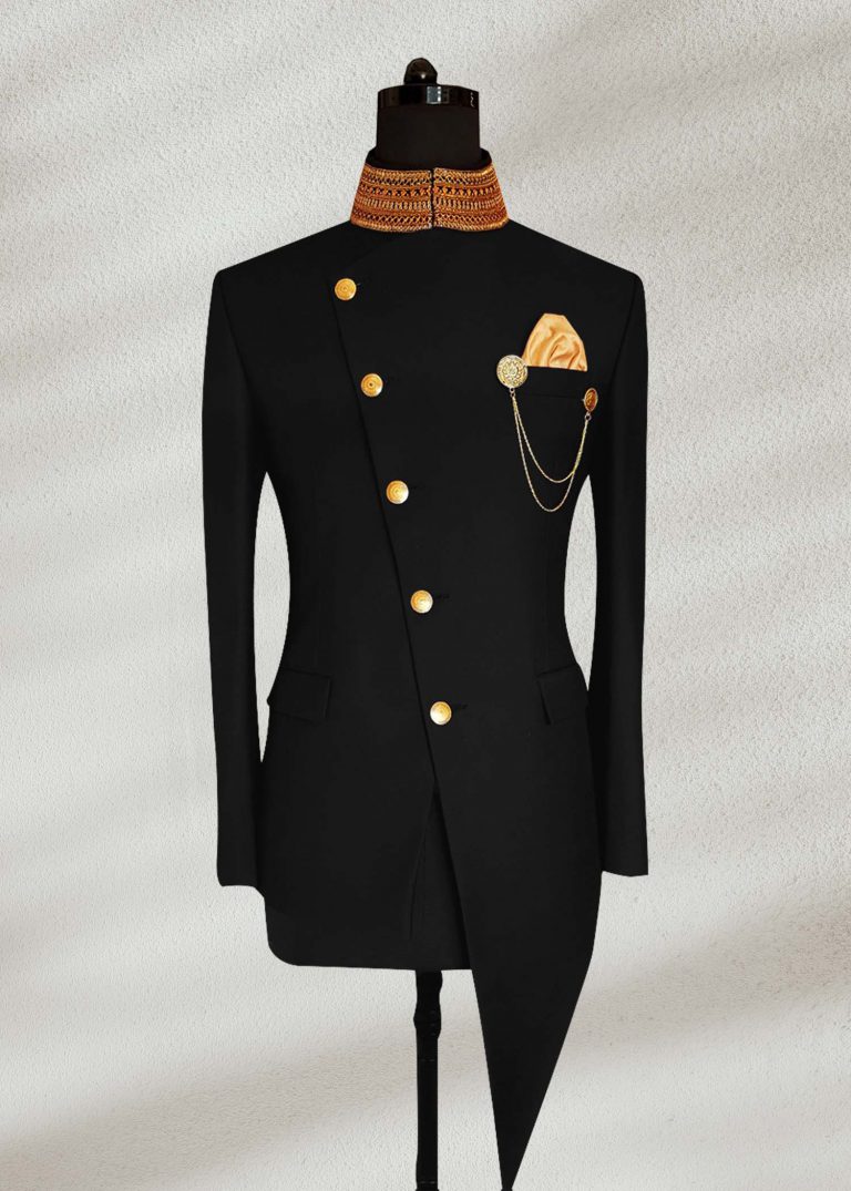 Buy Stylish Black Prince Suit - Made To Order