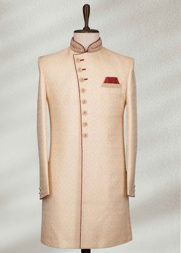 Buy Beige Color Sherwani for Groom - Book Your Appointment