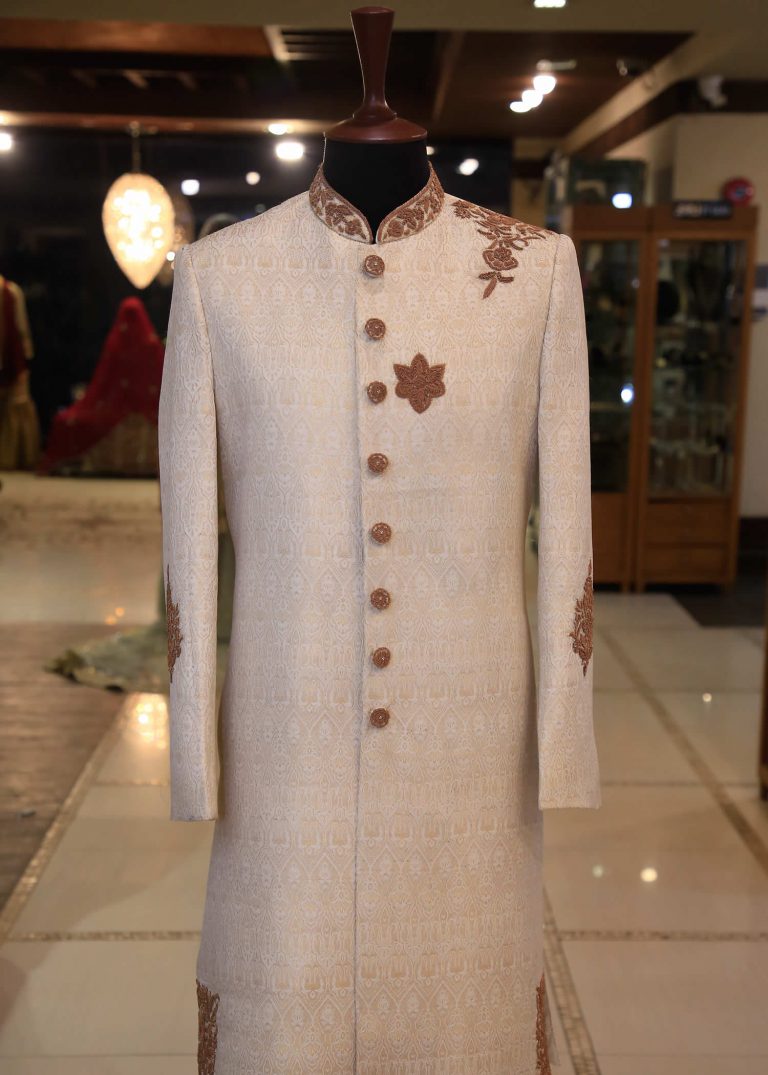 Traditional White Sherwani for Men - Shameel Khan