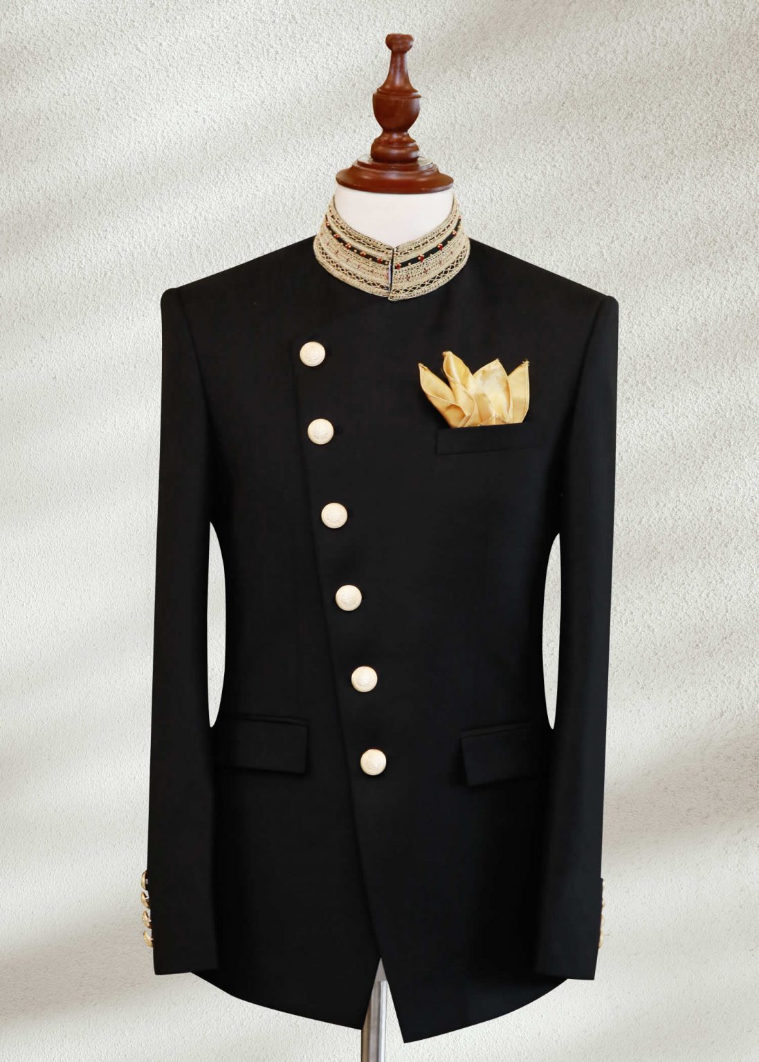 Buy Black Angled Cut Prince Suit - Made To Order