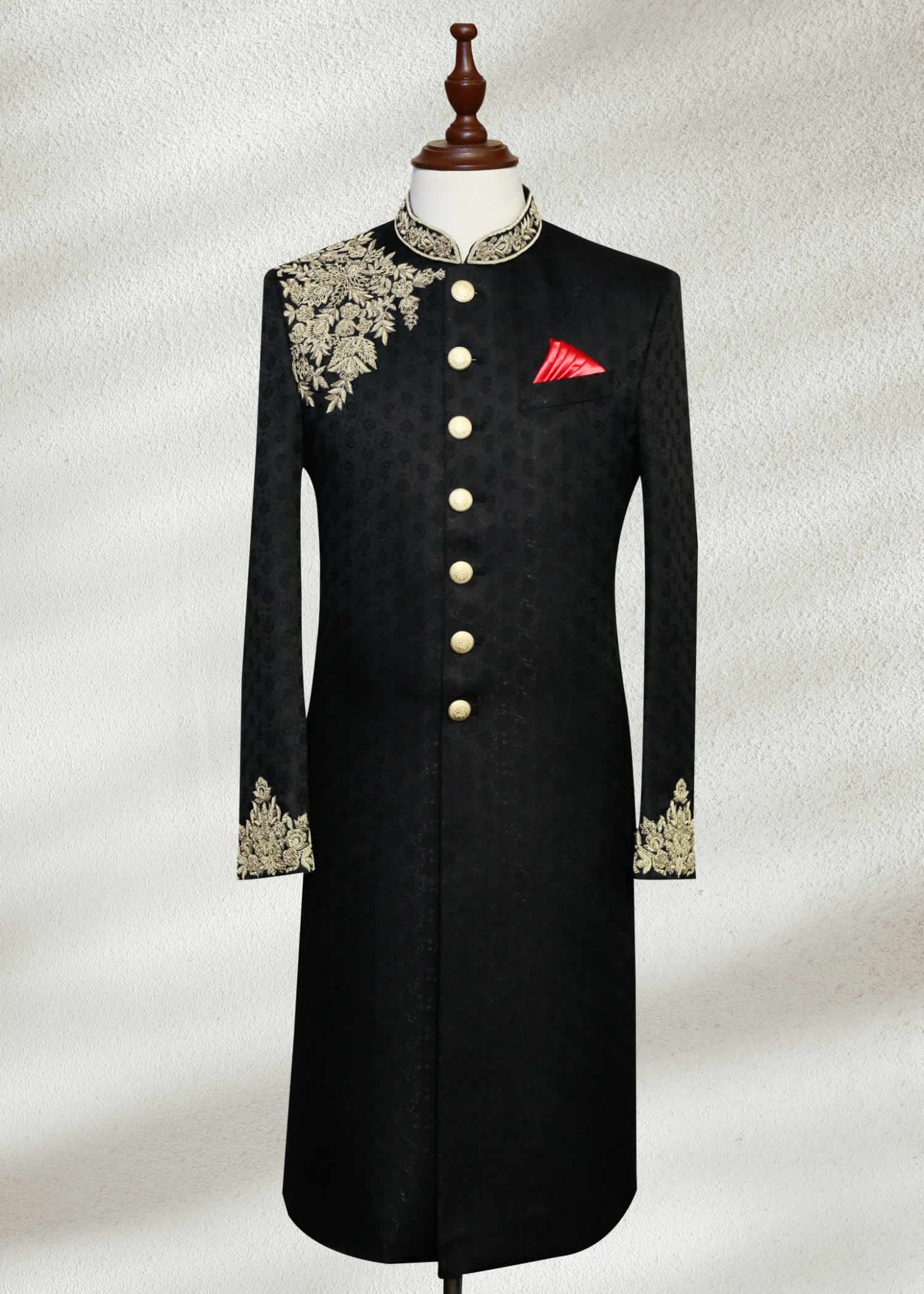 Black Embroidered Sherwani
