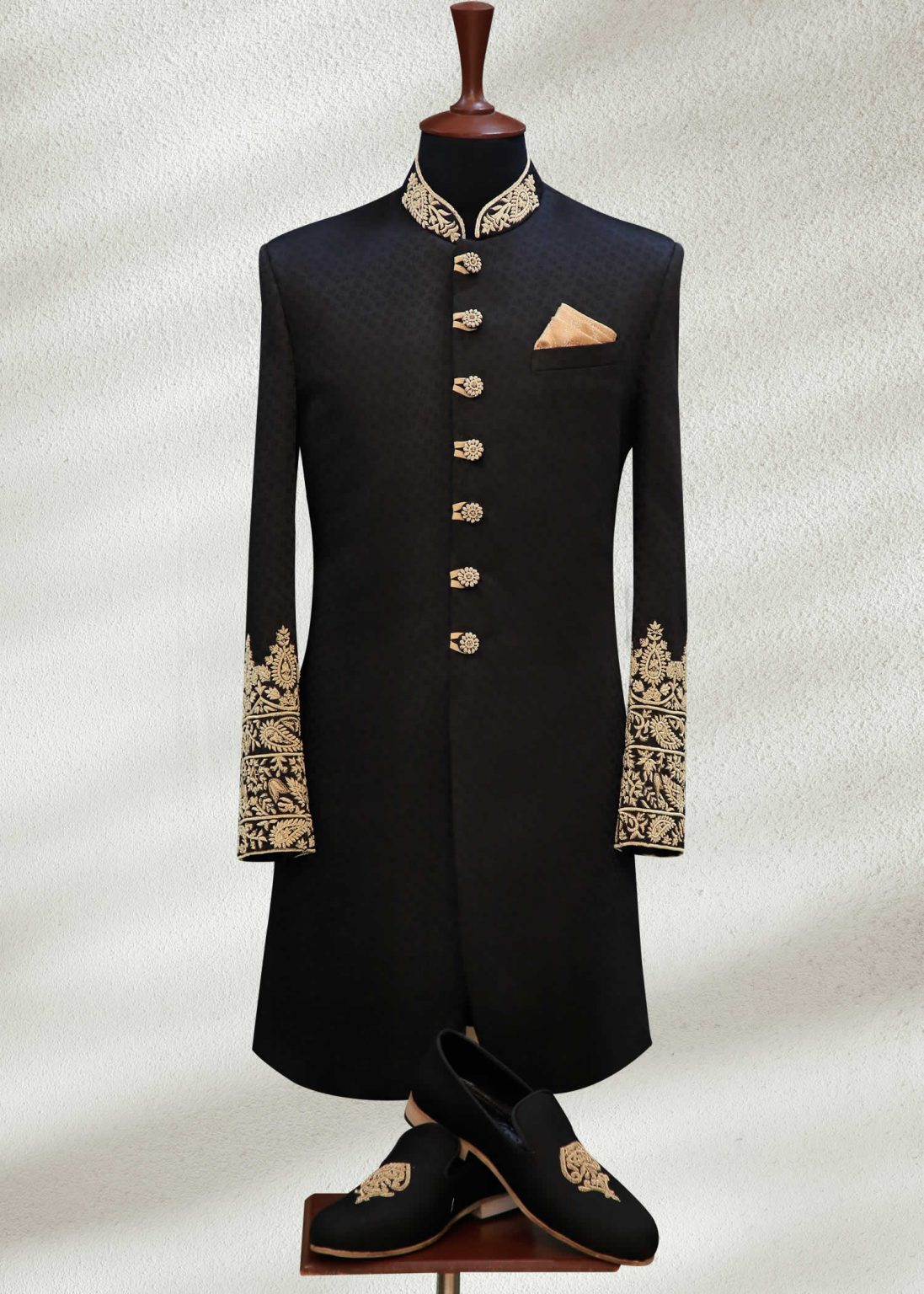 Simple Black Sherwani
