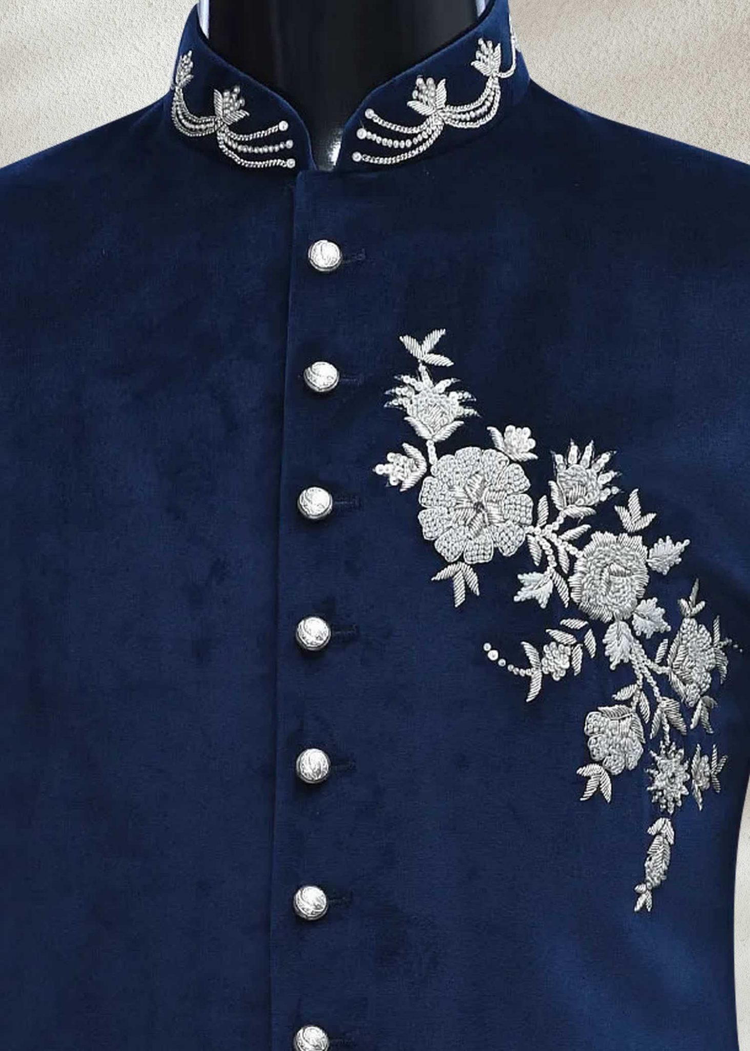Buy Blue Embroidered Prince Suit - Made to Measure