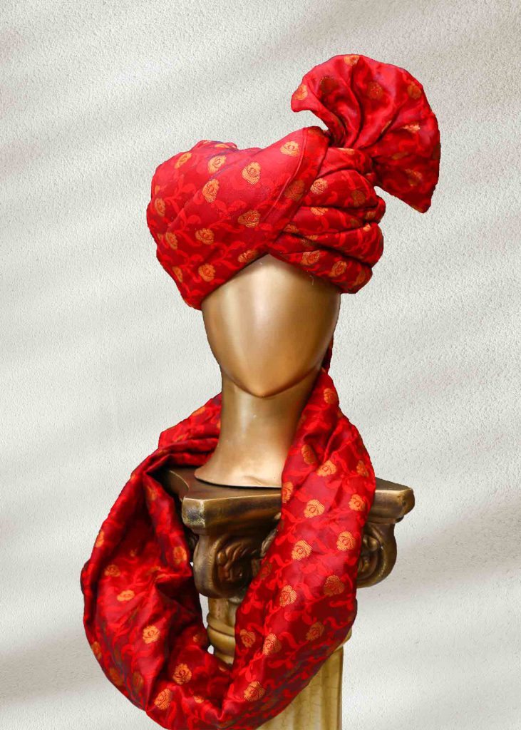 Buy Red Printed Turban with Rajasthani Style - Order Now