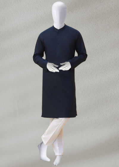 Stylish Side Cut Black Kurta - Shameel Khan