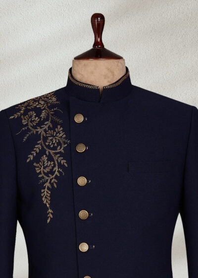 Buy Side Cut Navy Blue Prince Suit - Made to Measure