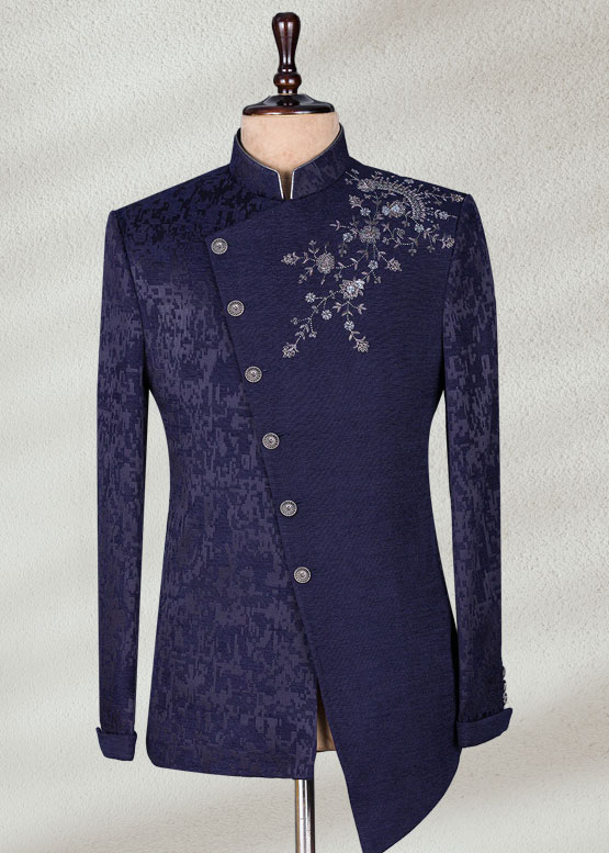 Buy Dark Navy Blue Prince Suit - Shameel khan
