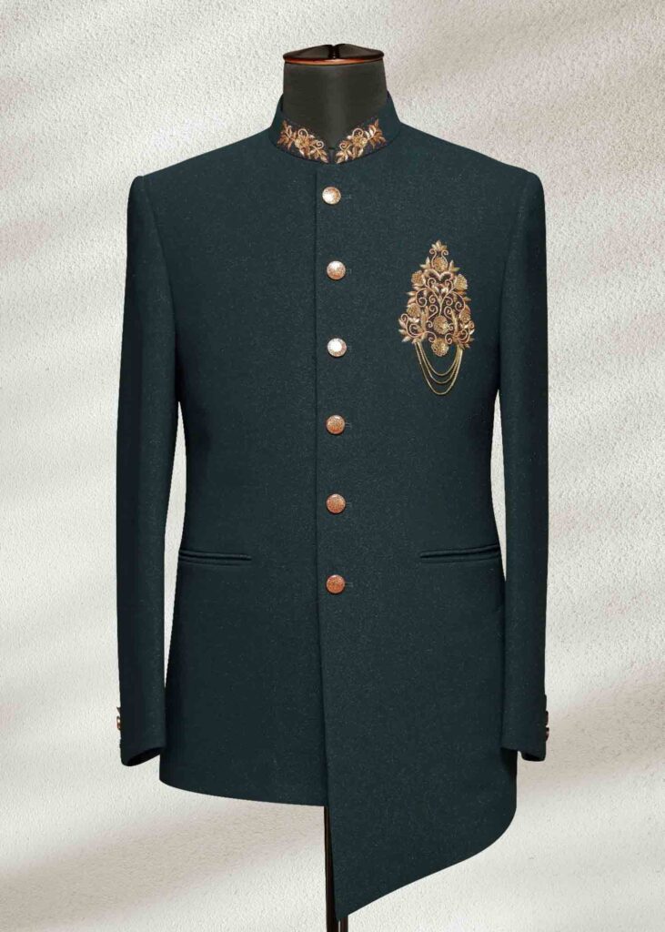 Buy Green Embroidered Prince Suit - Made to Measure