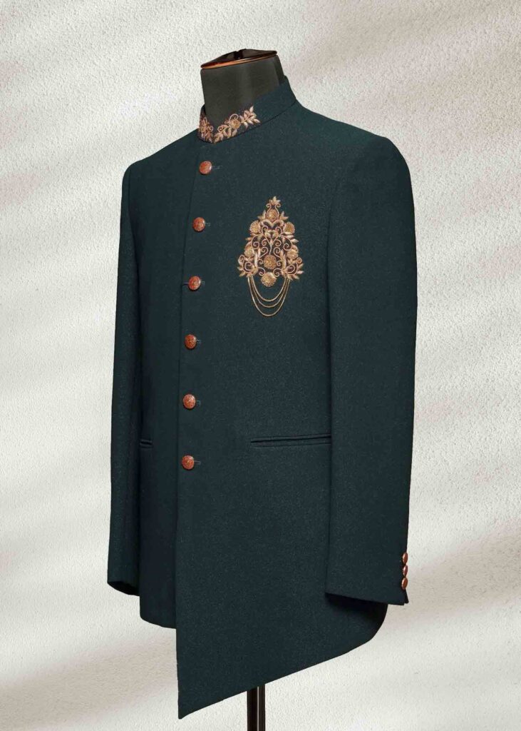 Buy Green Embroidered Prince Suit - Made to Measure