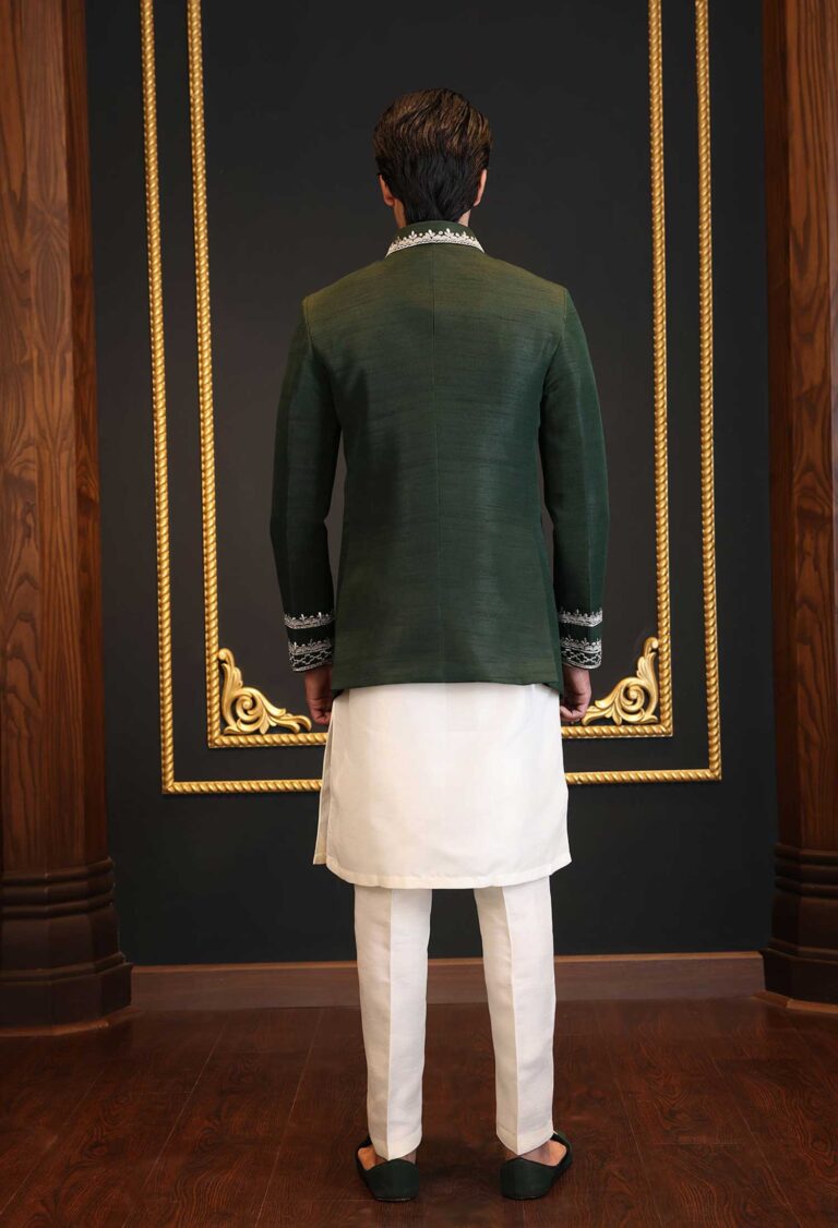 Buy Classic Green Embroidered Prince Suit - Made To Order