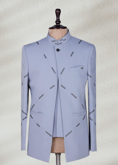 Buy Textured Navy Prince Coat - Shameel khan