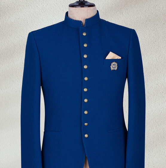 Buy Navy Blue Embroidered Prince Coat - Order Now