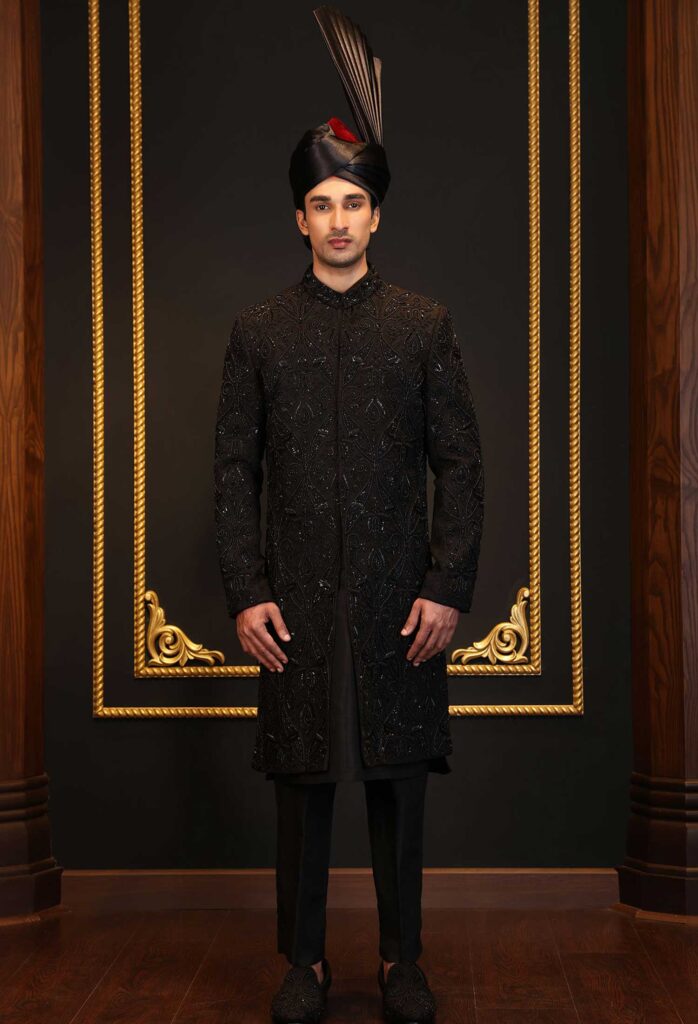 Buy Black Sherwani, Designer Black Sherwani - Shameel Khan