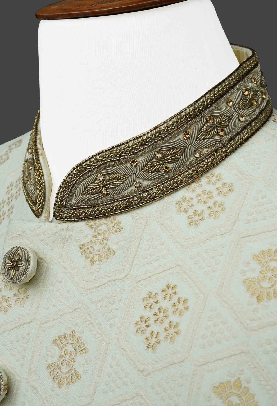 Buy Classic Ivory Sherwani with Golden Embroidery - Made to Measure