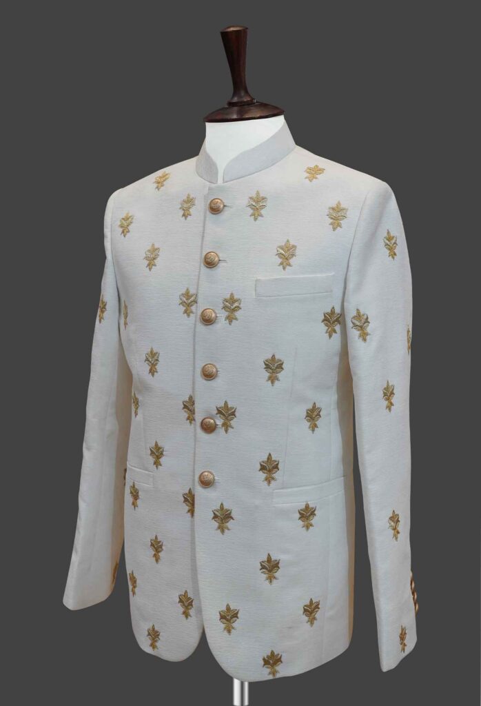 Buy White Prince Coat with Golden Embroidery - Made To Order